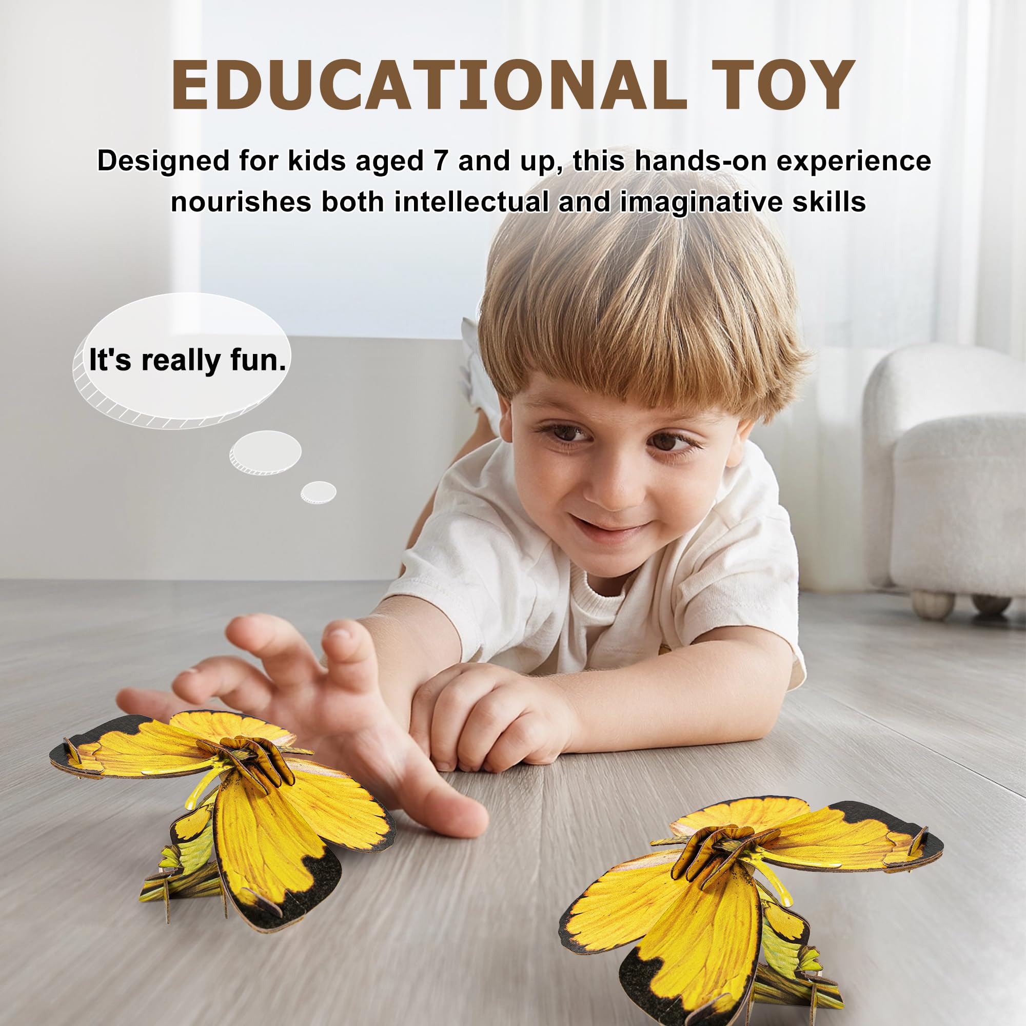 MAKEBUG 3D Puzzles Eco-Friendly Paper Puzzle for Kids Teenager Crafts Bugs Common Grass Yellow