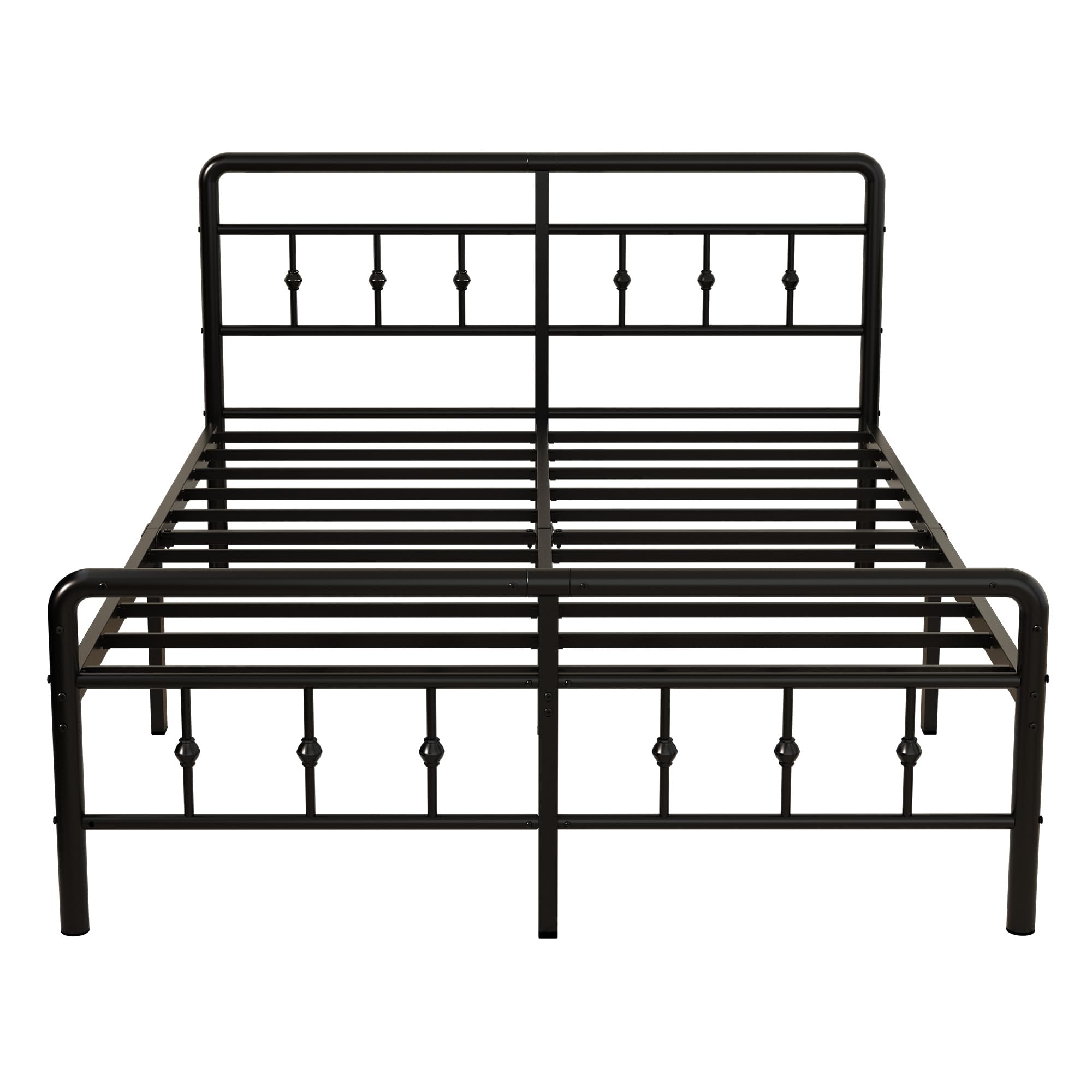 DiaOutro Metal Platform California King Bed Frames with Headboard and Footboard, 16 Inch No Box Spring Needed Heavy Duty Victorian Style Iron-Art Mattress Foundation/Maximum Storage Matte Black DA16