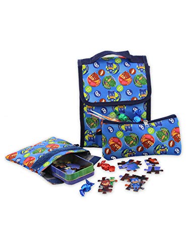 PJ Masks Boys Girls 5 piece 16 Inch Backpack Lunch Bag and Snack Bag School Set (One Size, Blue/Multi)