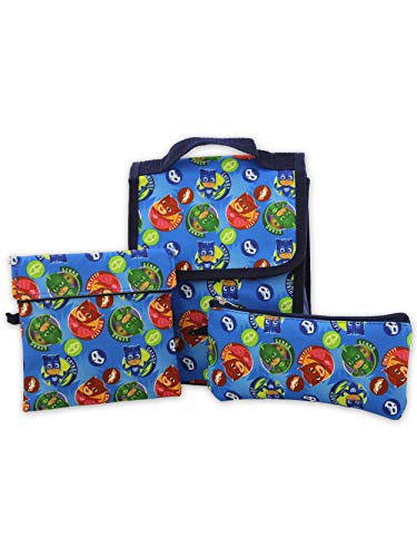 PJ Masks Boys Girls 5 piece 16 Inch Backpack Lunch Bag and Snack Bag School Set (One Size, Blue/Multi)