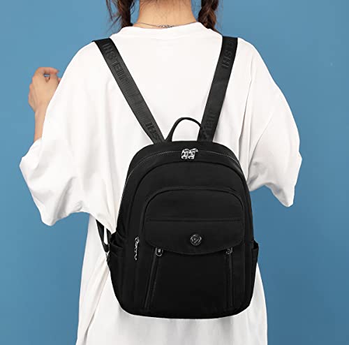 Collsants Small Backpack for Women Girls Teen Mini Nylon Backpack Fashion Backpack Bookbag Daypack(black)
