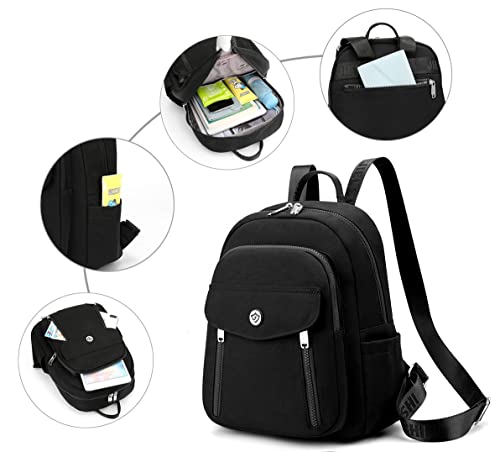 Collsants Small Backpack for Women Girls Teen Mini Nylon Backpack Fashion Backpack Bookbag Daypack(black)