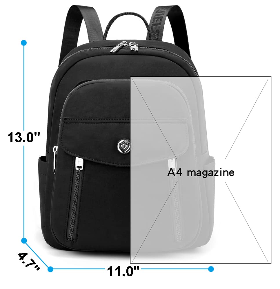 Collsants Small Backpack for Women Girls Teen Mini Nylon Backpack Fashion Backpack Bookbag Daypack(black)