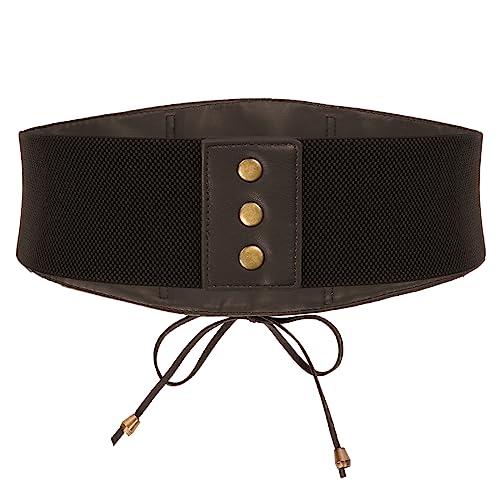 Women's Cinch Belt Tied Corset Elastic Waist Belt for Steampunk Parties Dark Brown Medium