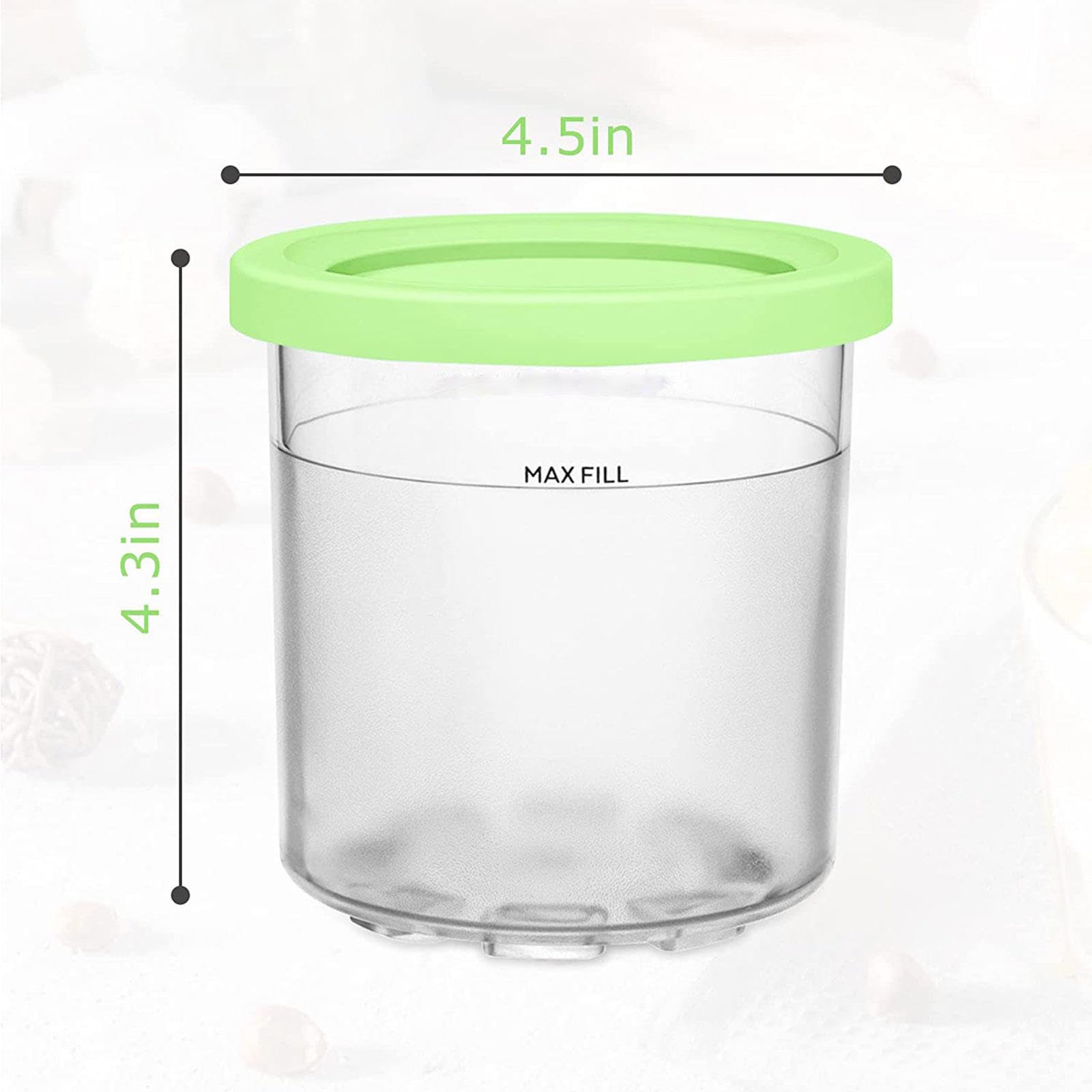 Creami Containers, for Ninja Creami Pints 4 Pack, Pint Containers Reusable,Leaf-Proof Compatible NC301 NC300 NC299AMZ Series Ice Cream Maker