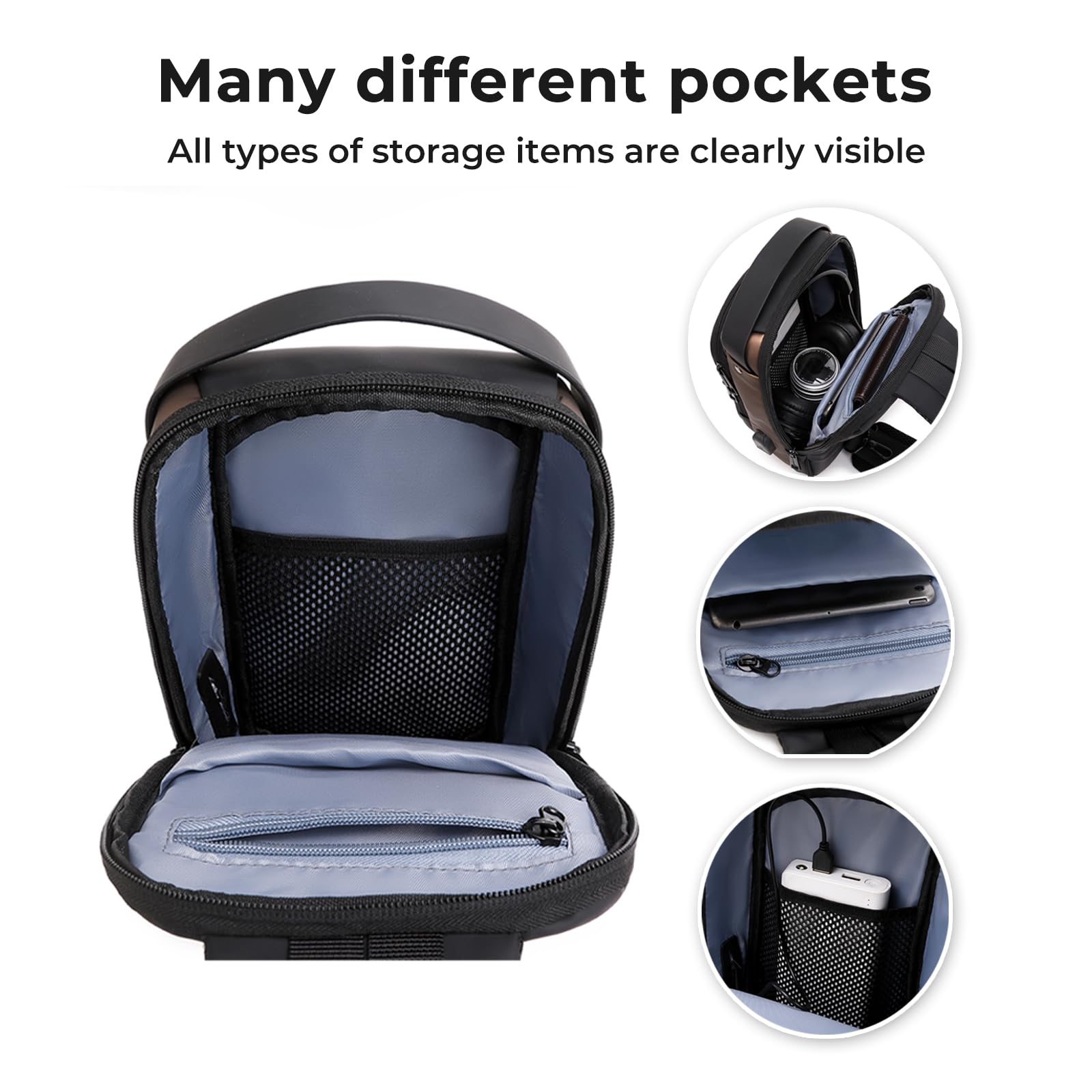 Rcrirth Sling Bag for Men | Anti-theft Crossbody Bag - PU Leather Crossbody Shoulder Chest Bag for Daily use