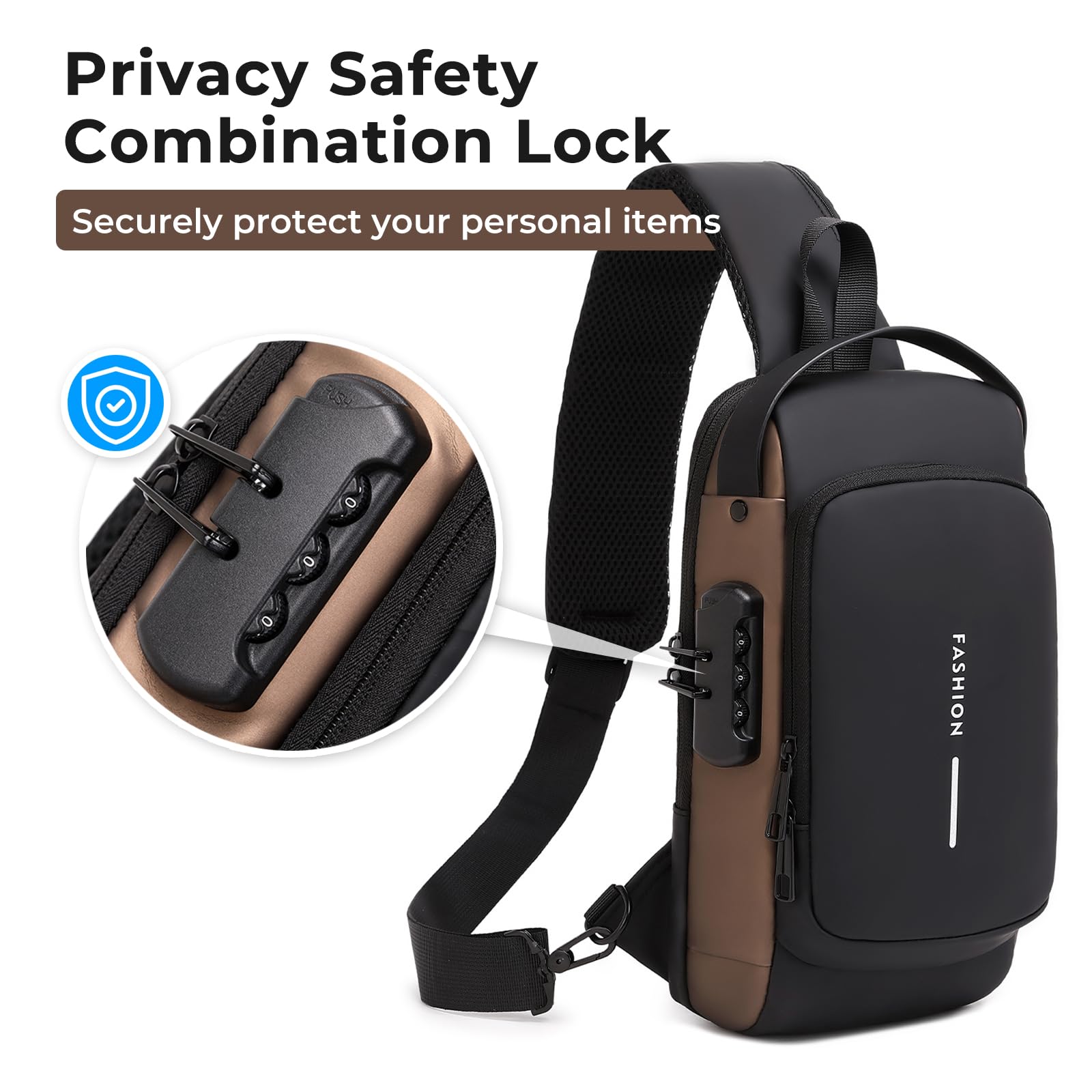 Rcrirth Sling Bag for Men | Anti-theft Crossbody Bag - PU Leather Crossbody Shoulder Chest Bag for Daily use