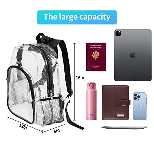 Aabicku Clear backpack,clear bookbags, clear backpack heavy duty,Heavy Duty Transparent Backpack for Security、Sports、Work、Travel、Stadium、airport、College。