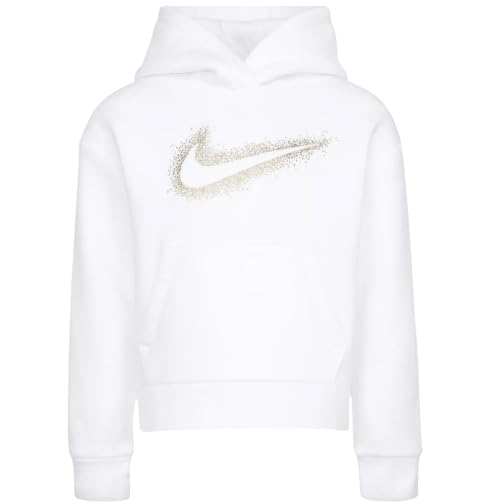 Nike Little Girls Fleece Hoodie (as1, numeric, numeric_4, regular, White)