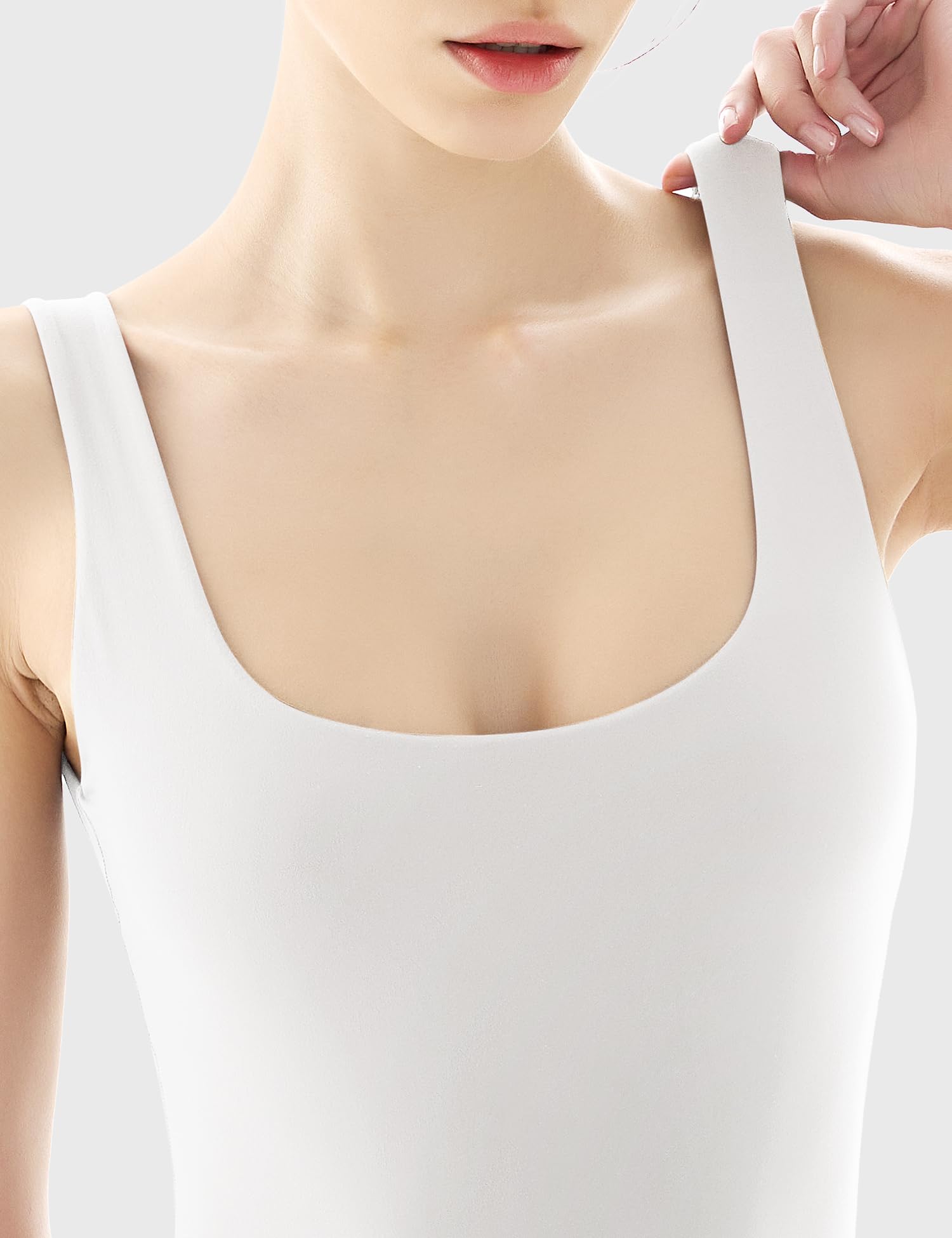 PUMIEY Bodysuit for Women Square Neck Sleeveless Tank Top Body Suits Women Clothing Splash white X-Large
