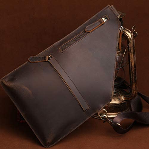 Men's Leather Sling bag Chest bag Crossbody Bag shoulder bag Genuine leather Crazy horse skin Backpack for men, Brown (BNX01021)