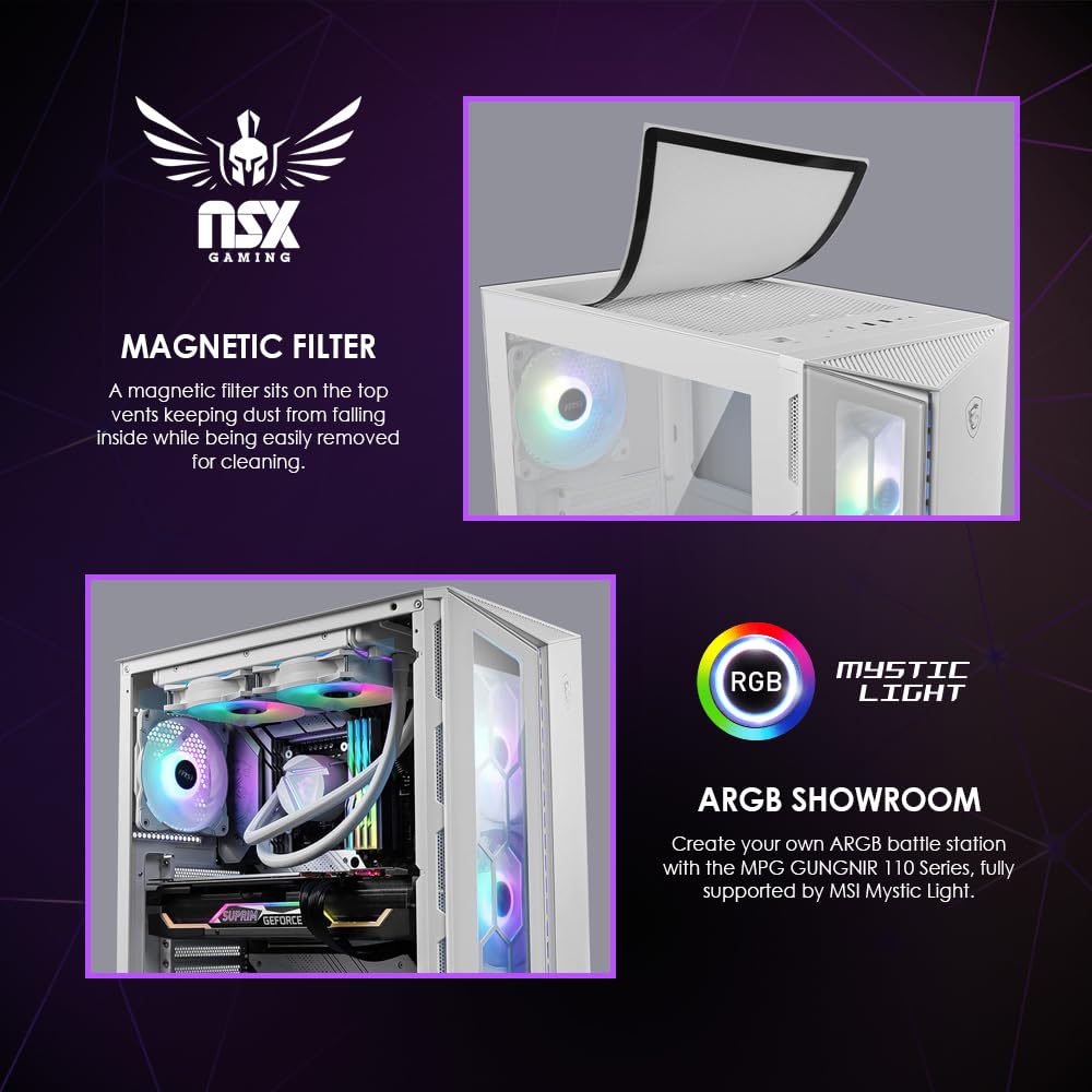 NSX GAMING Phoenix Gamer Desktop PC (AMD Ryzen 5 5600G 3.9 Ghz, 16GB 2 * 8Gb RAM Ddr4 3600, SSD 480 Nvme M.2, Windows 11 Home, WiFi Ready, Mouse and Keyboard Included)