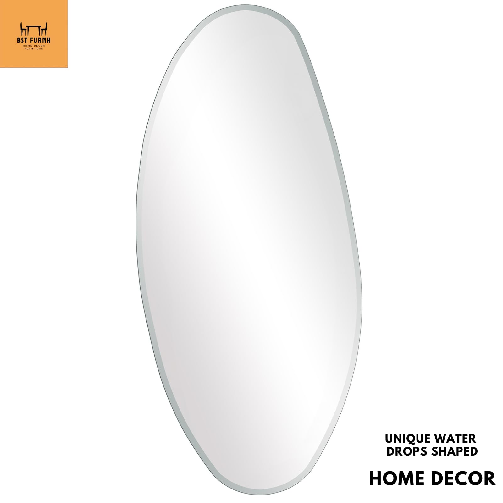 BST FURNH Irregular Wall Mirror, 20'x20 Wavy Asymmetrical Frameless Design for Bathroom, Bedroom, Living Room & Entryway β Modern Decorative Wall Mirror