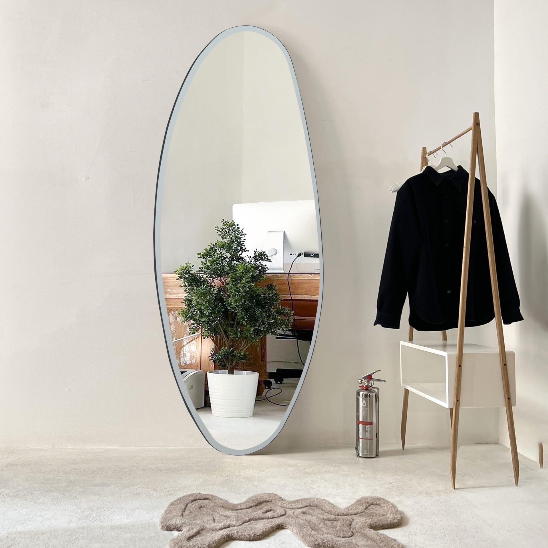 BST FURNH Irregular Wall Mirror, 20'x20 Wavy Asymmetrical Frameless Design for Bathroom, Bedroom, Living Room & Entryway – Modern Decorative Wall Mirror