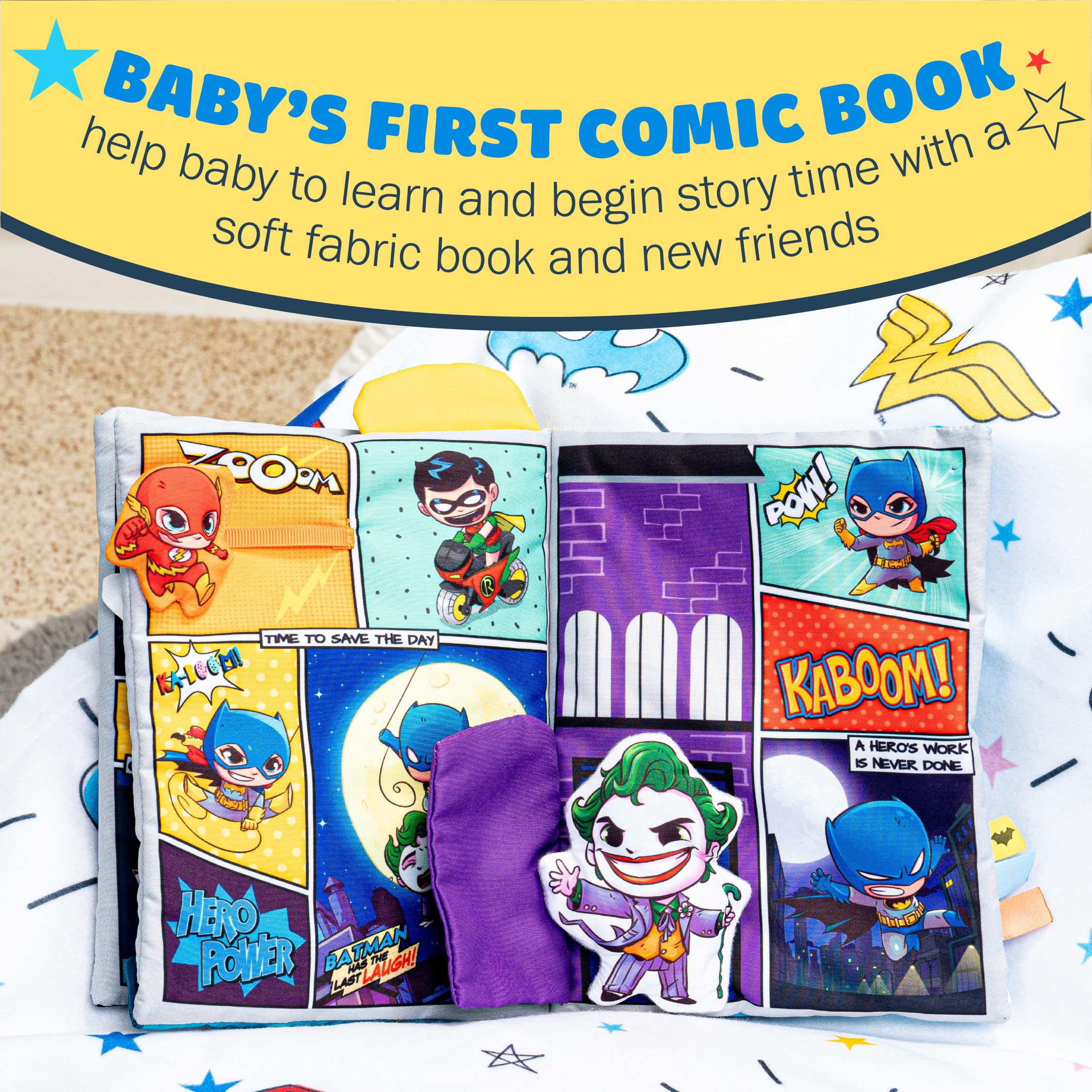 My First Comic Soft Book - Kids Preferred DC Comics The Batman Brave Little Heros Baby Crinkle Soft Sensory Book with Soft Fabric for Babies, 6.25x9 Inch