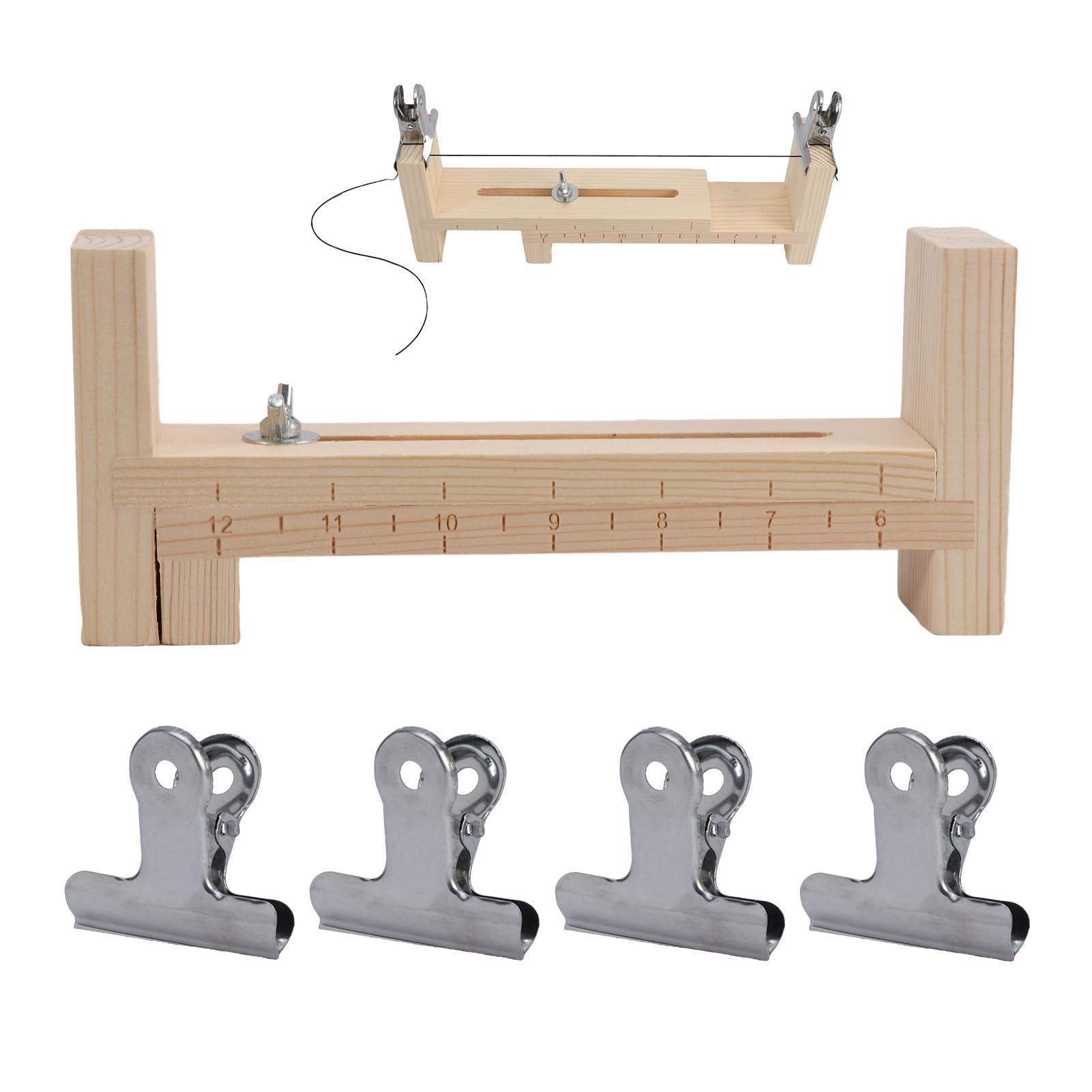 CALIDAKA Jig Bracelet Maker with 4 Pcs Clips, Wood Jig Bracelet Maker U Shape Clear Scale Bracelet, DIY Hand Knitting Bracelet Jig Bracelet Braiding Tool for DIY Crafting Weaving(A)