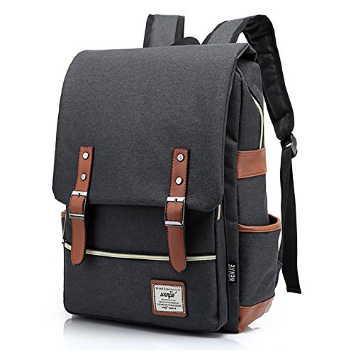 Furivy Unisex Oxford Retro Style Laptop Backpack College School Bag Student Daypack Rucksack Black