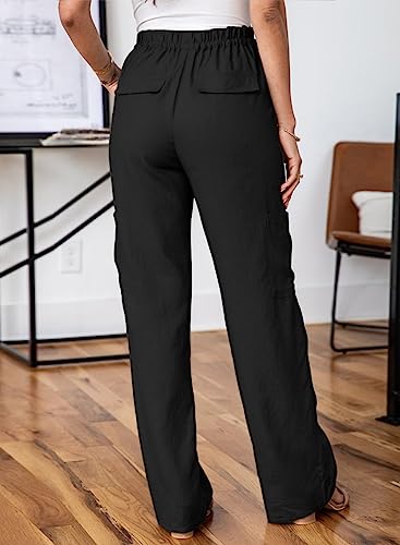 Acelitt High Waisted Cargo Pants for Women Trendy Ladies Fall Fashion 2024 Y2K Pants with Pocktes Black X-Large