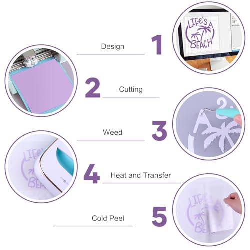 HTVRONT HTV Heat Transfer Vinyl Bundle: 20 Pack 12" x 10" Light Purple Iron on Vinyl for T-Shirt, Light Purple Heat Transfer Vinyl for Cricut, Silhouette Cameo or Heat Press Machine