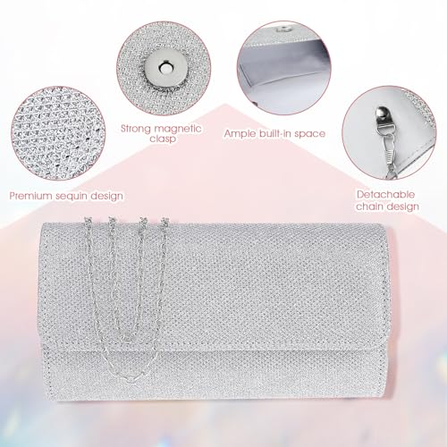 Women's Evening Bag Clutch Purses Sparkling Party Handbag Bling Wedding Bag with Chain for Ladies for Prom Cocktail Party Wedding Engagement
