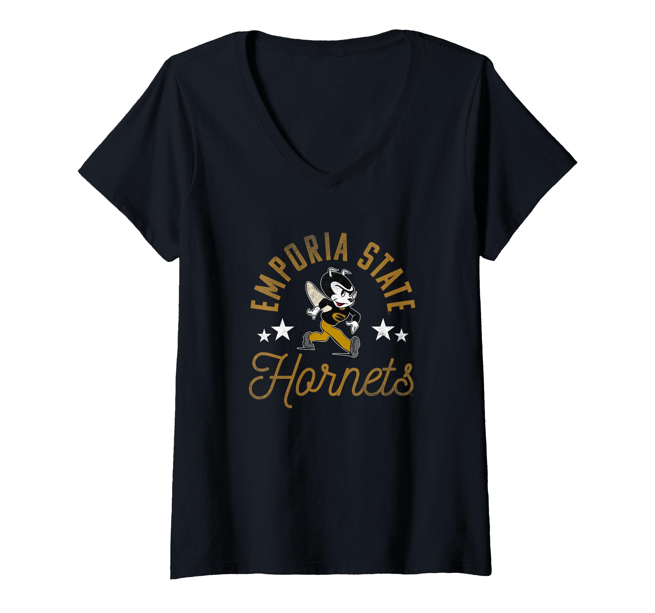Womens Emporia State University ESU Hornets Logo V-Neck T-Shirt