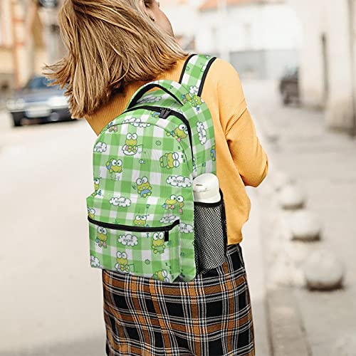 Keroppi Backpack School Bag Withe Side Pokect Large Suitable for Men Women Hiking Camping Picnic Daypacks