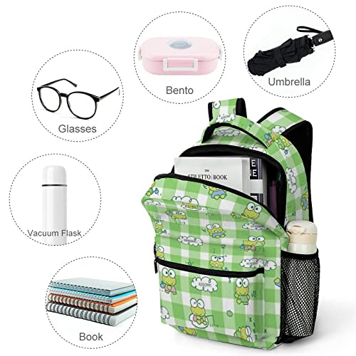 Keroppi Backpack School Bag Withe Side Pokect Large Suitable for Men Women Hiking Camping Picnic Daypacks