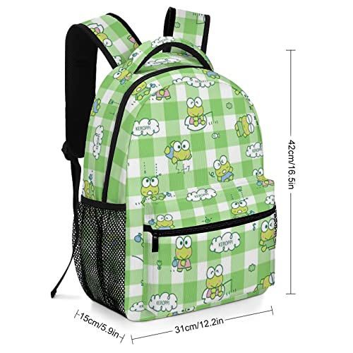 Keroppi Backpack School Bag Withe Side Pokect Large Suitable for Men Women Hiking Camping Picnic Daypacks
