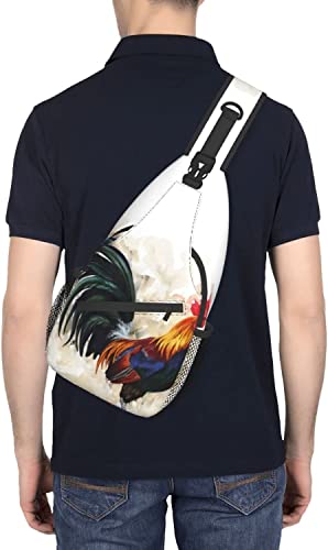 Sling Bag Rustic Rooster Chicken Watercolor Hiking Daypack Crossbody Shoulder Backpack Travel Chest Pack for Men Women