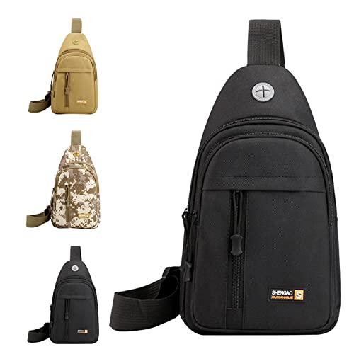 Fashion Chest Bag, Crossbody Daypack with Earphone Hole for Hiking Camping Outdoor Trip for Men & Women (Black)