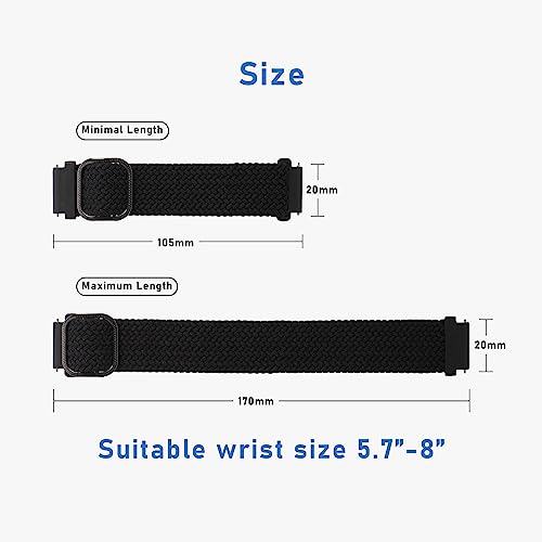 2 Packs Braided Nylon Bands Compatible with Gizmo Watch 3/2/1 Band for Kids,20mm Sost Breathable Elastic Stretchy Watch Band Replacement with Adjustable Buckle