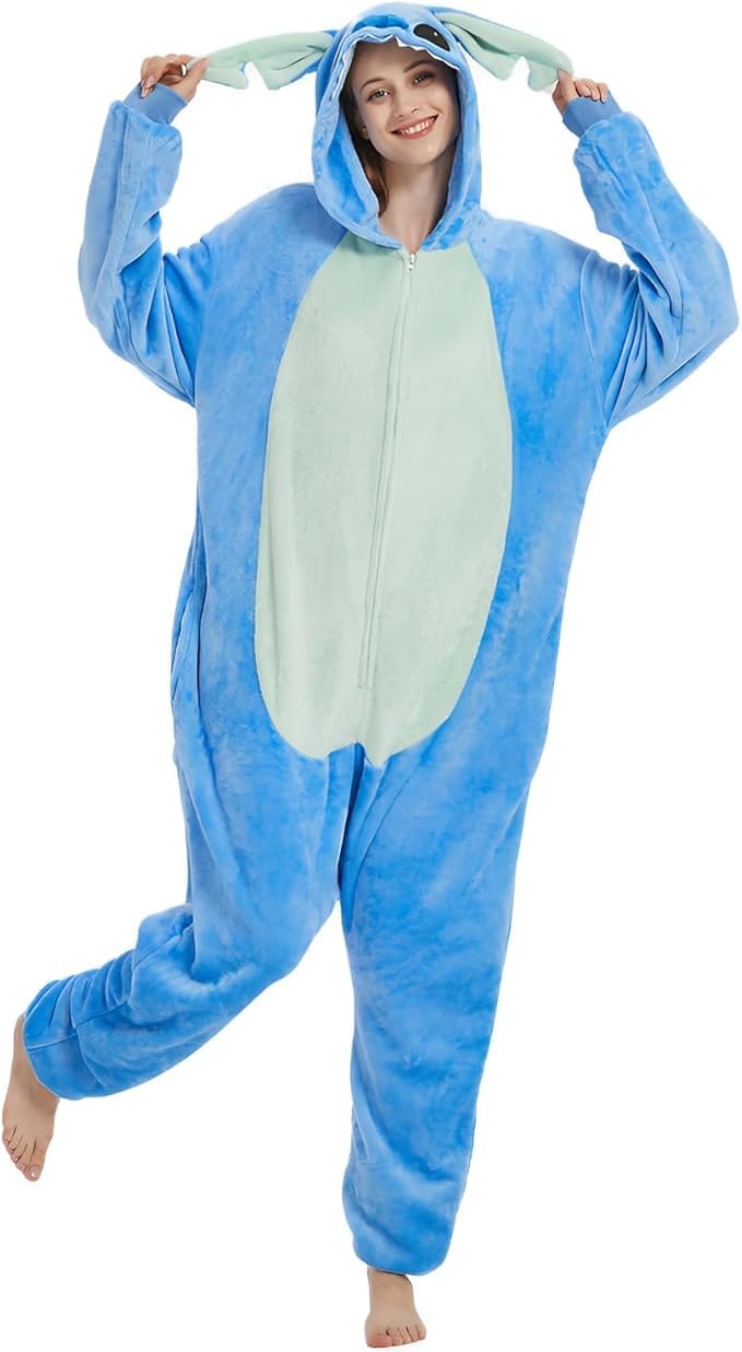 MWLOVER Adult Stitch Onesie Halloween Unisex Animal Costume Cosplay Pajamas Jumpsuit(Small)