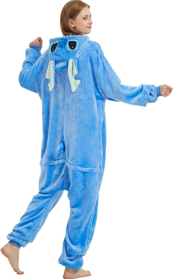 MWLOVER Adult Stitch Onesie Halloween Unisex Animal Costume Cosplay Pajamas Jumpsuit(Small)