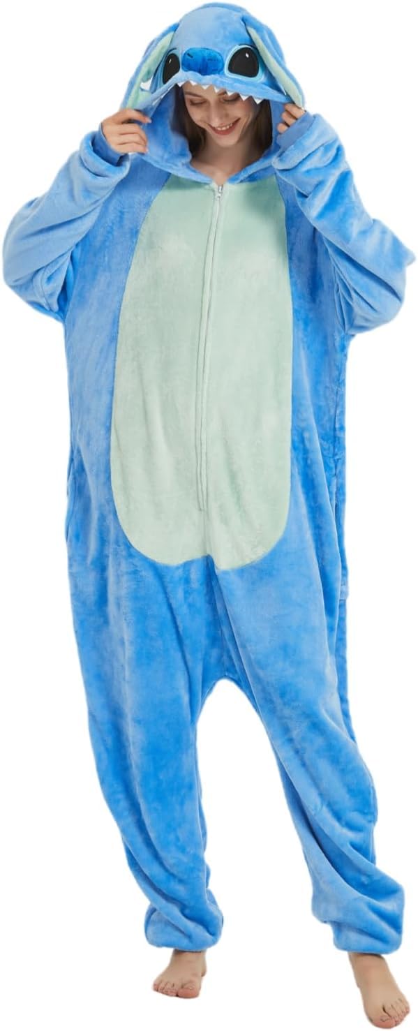 MWLOVER Adult Stitch Onesie Halloween Unisex Animal Costume Cosplay Pajamas Jumpsuit(Small)