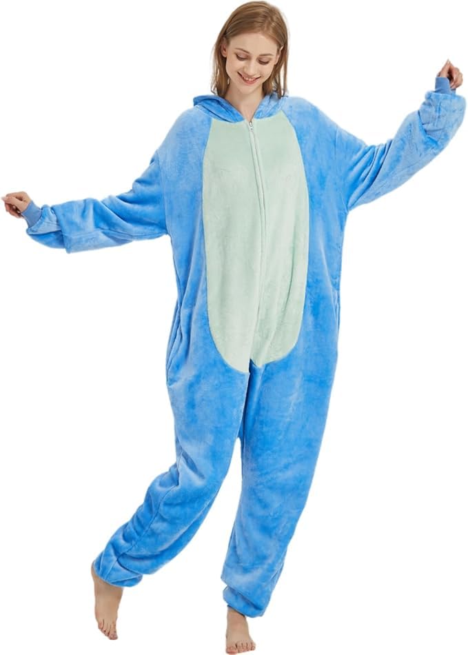 MWLOVER Adult Stitch Onesie Halloween Unisex Animal Costume Cosplay Pajamas Jumpsuit(Small)