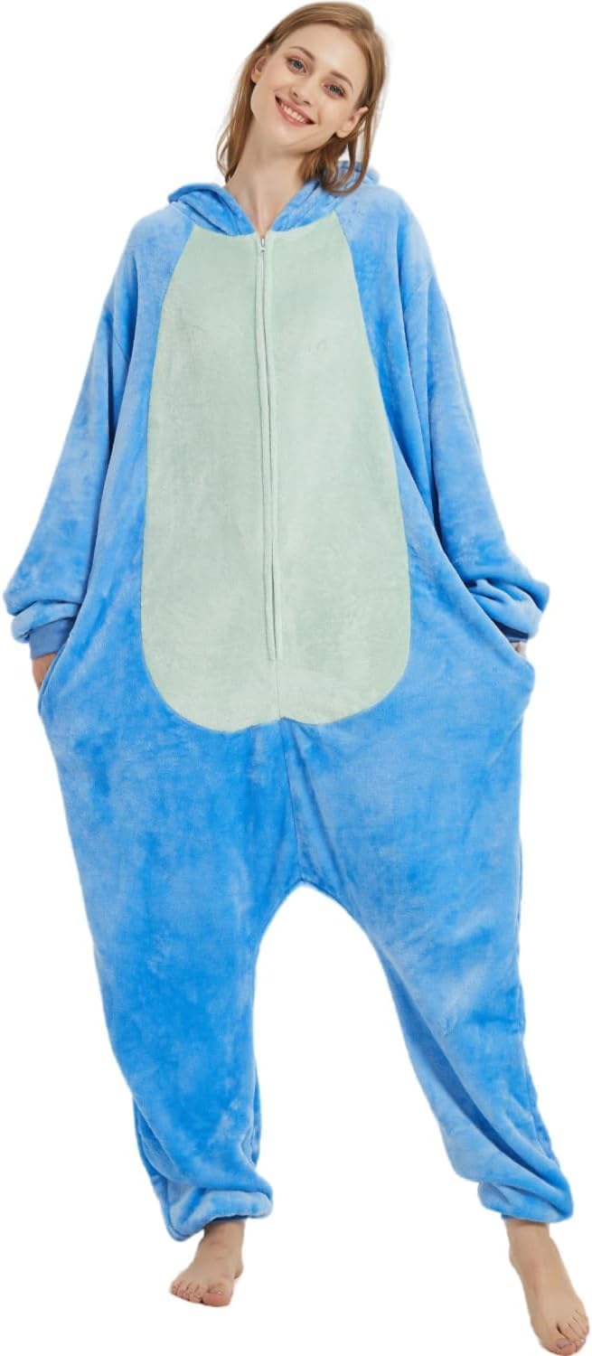 MWLOVER Adult Stitch Onesie Halloween Unisex Animal Costume Cosplay Pajamas Jumpsuit(Small)
