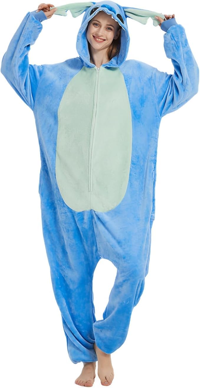 MWLOVER Adult Stitch Onesie Halloween Unisex Animal Costume Cosplay Pajamas Jumpsuit(Small)