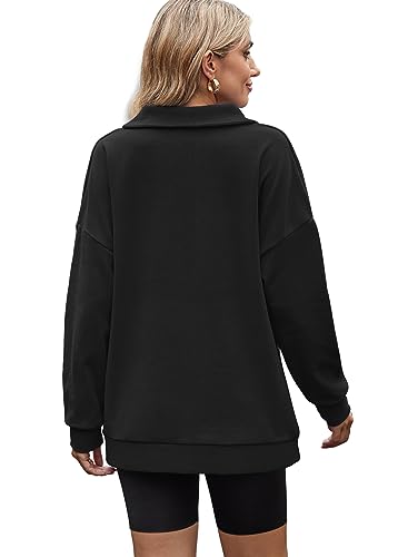 Dofaoo Long Sleeve Tops For Women V Neck Pullover Sweatshirts V Neck Tunic Tops Black M