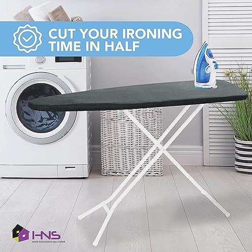 HOLDN’ STORAGE Ironing Board Cover and Pad - Iron Board Cover with Padding 15" x 54" - Iron Board Cover Large Fits All Standard Sizes - Heat Reflective Iron Pad for Table Top. Charchoal.