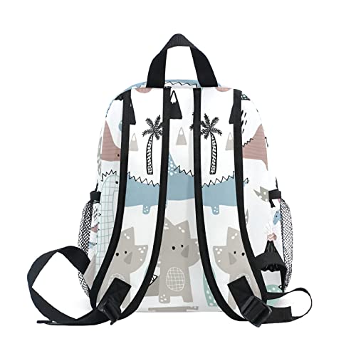 OREZI Childish Dinosaur toddler Backpack with Chest Clip,Kid's Backpack Schoolbag Preschool Bag Travel Bacpack for Little Boy Girl