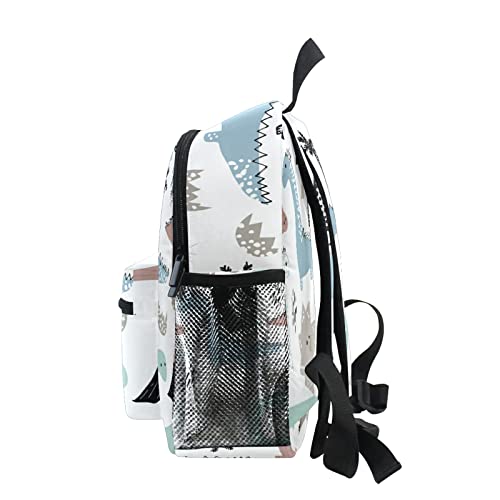 OREZI Childish Dinosaur toddler Backpack with Chest Clip,Kid's Backpack Schoolbag Preschool Bag Travel Bacpack for Little Boy Girl