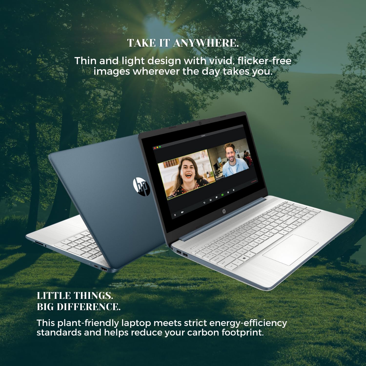 HP 15 Laptop, 15.6” HD Display, Intel Core i3-1115G4 Processor, 12GB RAM, 256GB SSD, Wi-Fi, SD Card Reader, HDMI, Webcam, Windows 11 Home, Spruce Blue