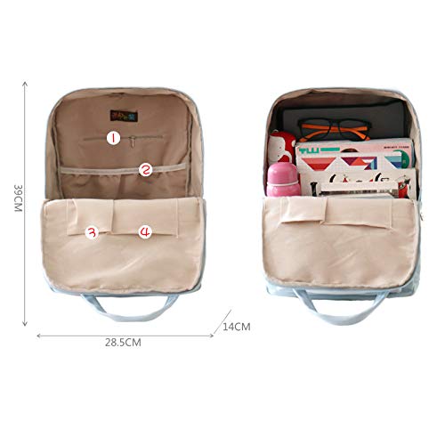 e-youth Women Girls Kawaii Cat School Backpack with Lunch Box Japanese And Korean Style Canvas Bags (Blue), One Size
