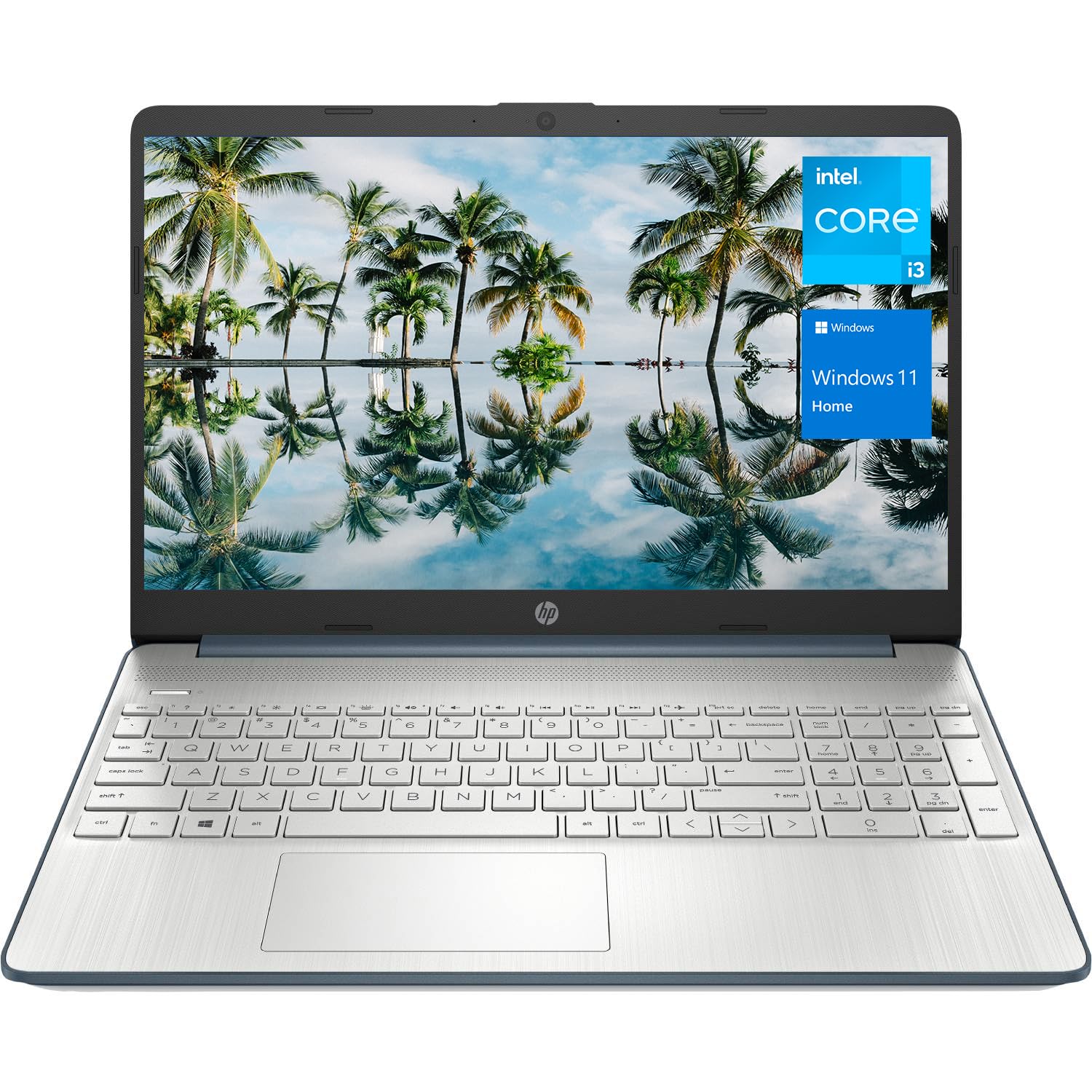 HP 15 Laptop, 15.6” HD Display, Intel Core i3-1115G4 Processor, 12GB RAM, 256GB SSD, Wi-Fi, SD Card Reader, HDMI, Webcam, Windows 11 Home, Spruce Blue
