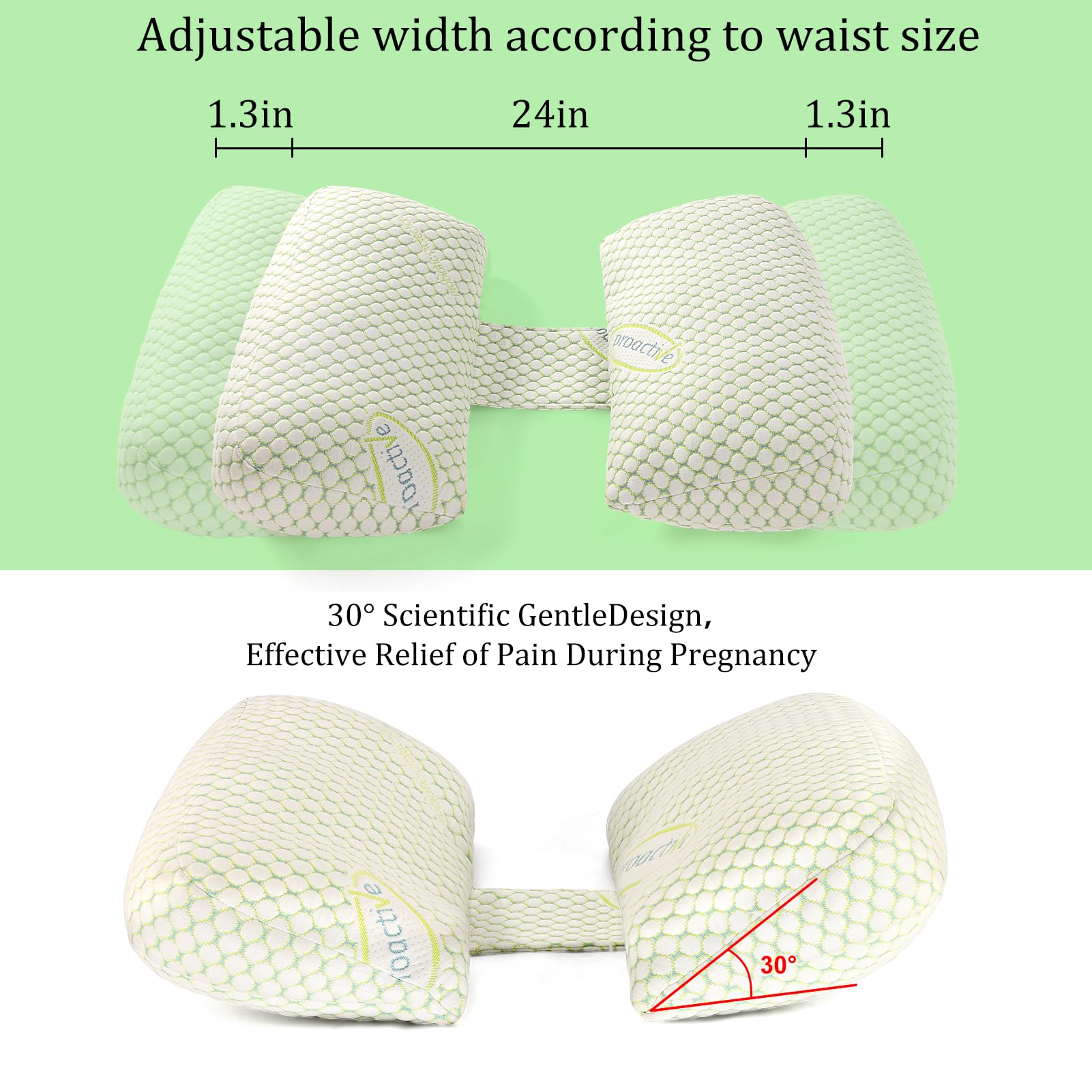 misszhi Pregnancy Pillows, Maternity Pillow with Detachable and Adjustable Pillow Cover - Support for Back, Legs, Belly, HIPS for Pregnant Women, Probiotic Green……