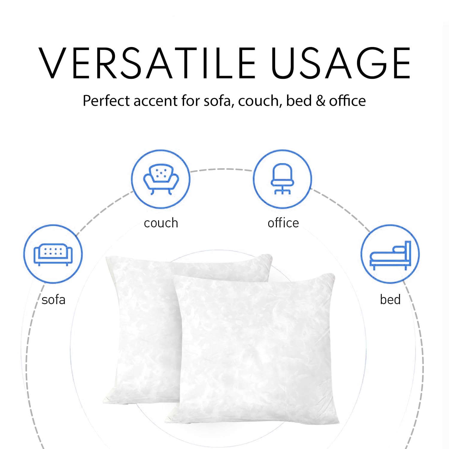 Premium 23x23 Inch Decorative Throw Pillow Inserts - (Pack of 2 White) | Goose Feathers & Duck Down Fill | 100% Cotton Cover | Plush and Breathable | 233 Threads Count