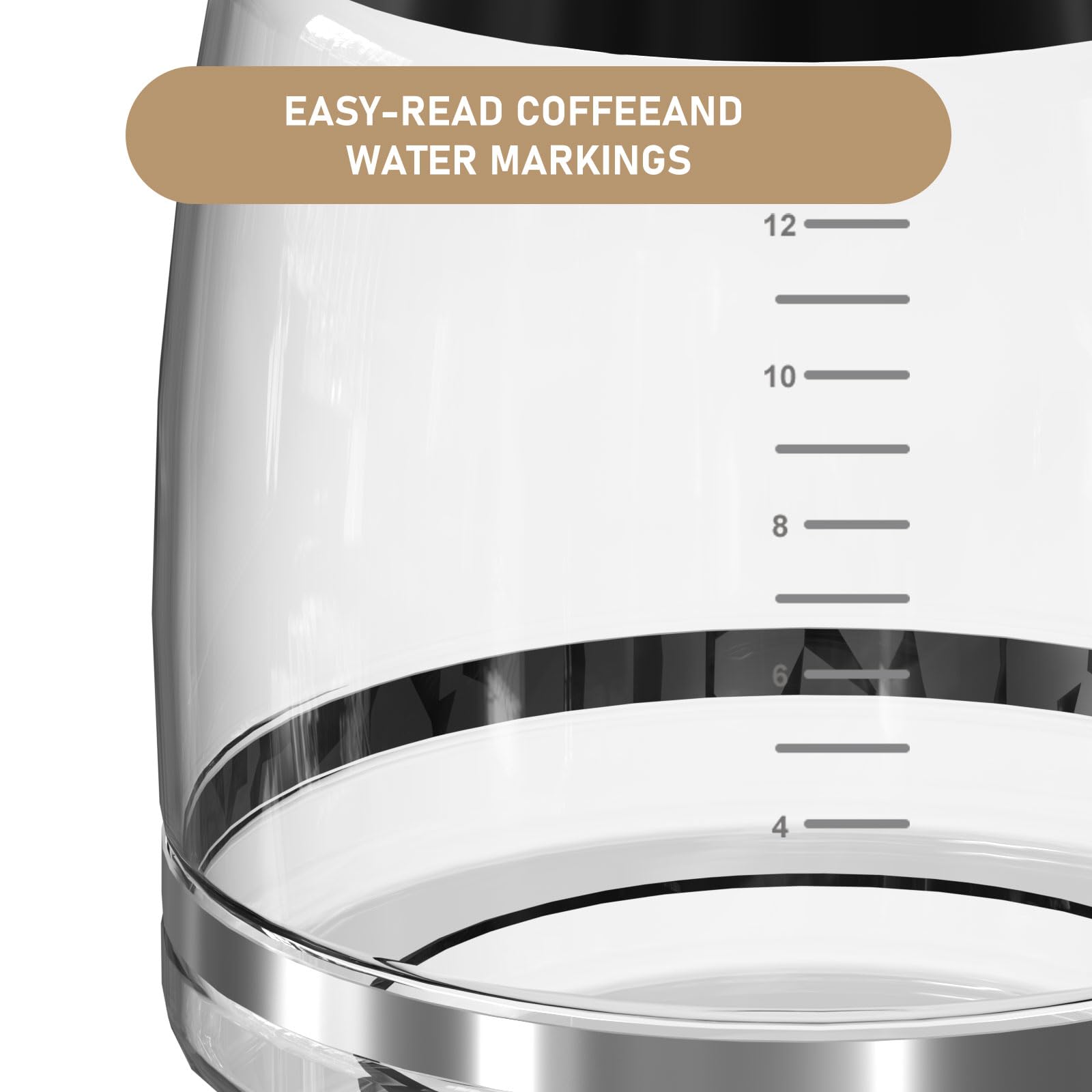 12 Cup Coffee Maker Carafe Replacement Compatible with Cuisinart Coffee Maker DCC-1100BK, DCC-1200, DCC-2650, CHW-12, CHW-12P1, DGB-400, DGB-550BK, DGB-550BK1, DGB-625BC, DGB-700BC, SS-12 and SS-15
