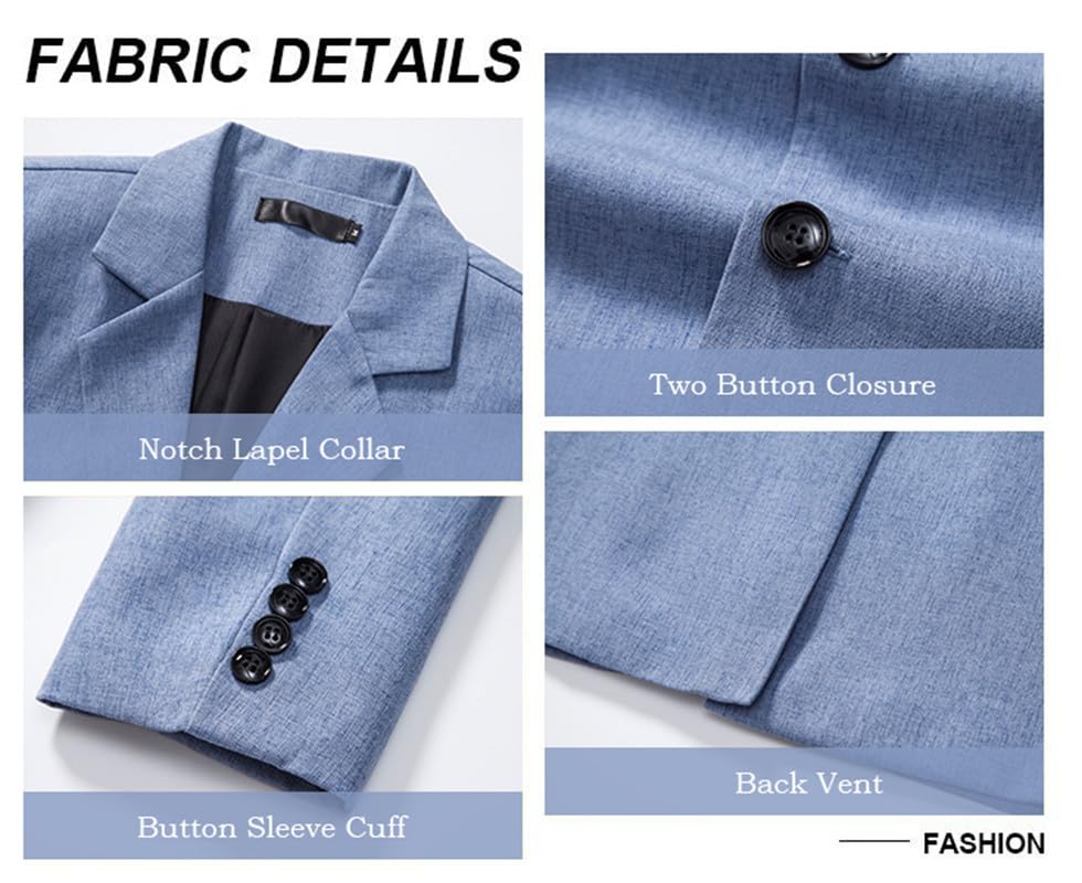 Men's Blazer Sport Coats Casual 2 Button Notched Lapel Lightweight Suit Jackets for Daily Wedding Prom Carolina Blue