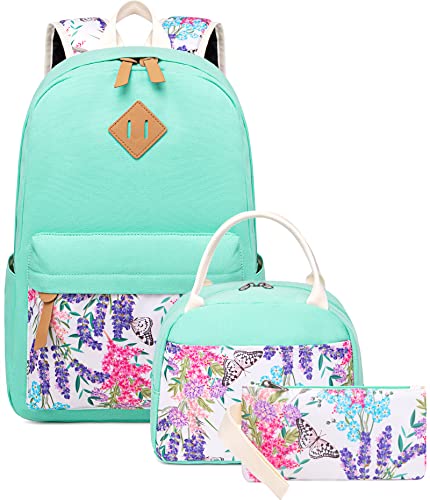 Bluboon Canvas Bookbags School Backpack Set Laptop Schoolbag for Teens Girls Middle School