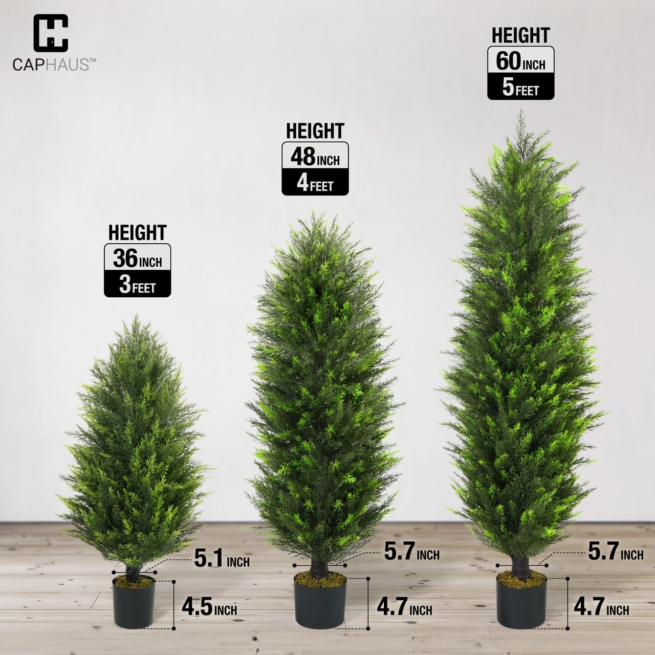 Fencer Wire 3 Feet, 36 Inch Artificial Cedar Tree Set of 2, Natural Faux Plants for Outside Planters, UV Resistant, Fake Boxwood Topiary with Dried Moss, Artificial Tree Indoor, Outdoor Patio Decor